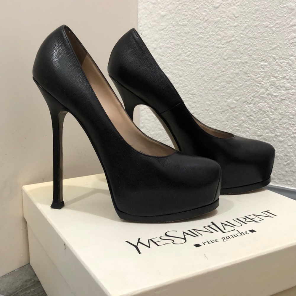 Black Vernis Leather Ysl Platform Tribute Pump - Gem